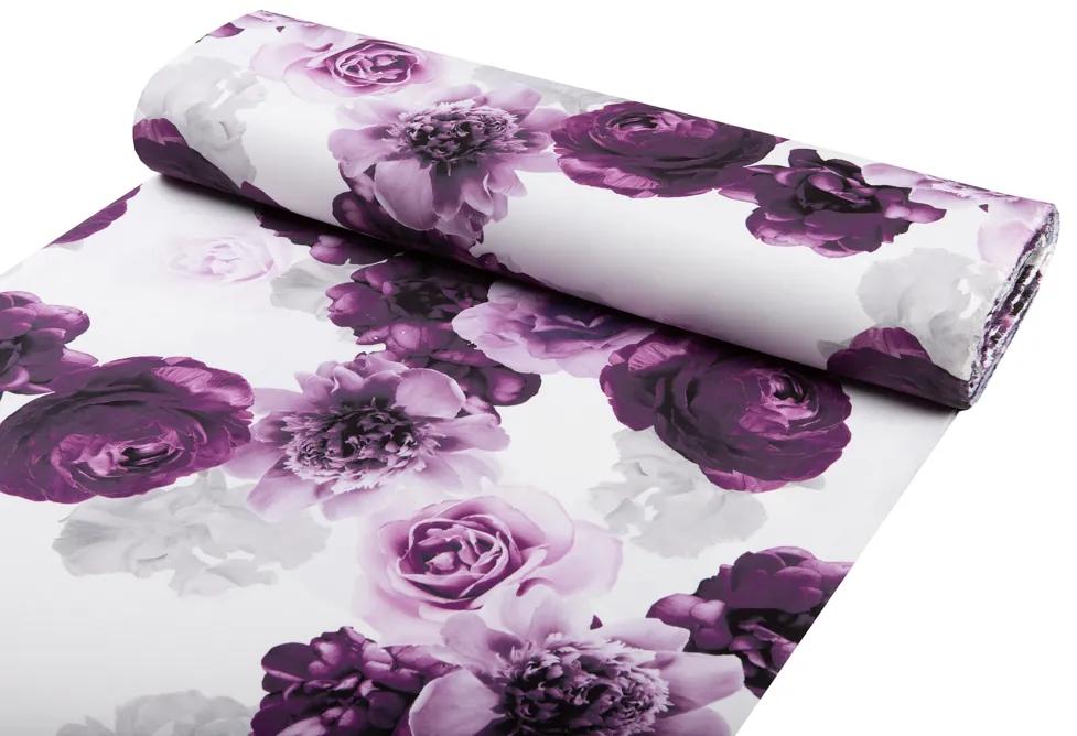Biante Dekorační povlak na polštář s lemem PM-029 Velké fialové květy 40 x 40 cm
