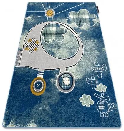 Dywany Luszczow Kusový koberec PETIT HELIKOPTÉRA, LETADLA, modrý Rozměr koberce: 80 x 150 cm