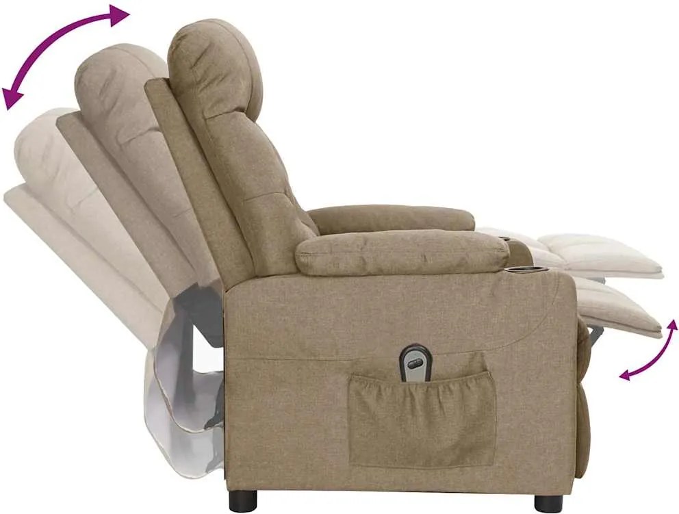 Elektrické polohovací křeslo taupe textil 3098823
