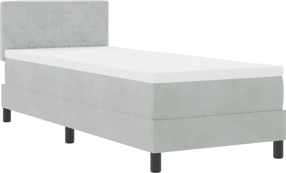 Postel s boxspringem s matrací Světle šedá 80 x 200 cm samet 3339068