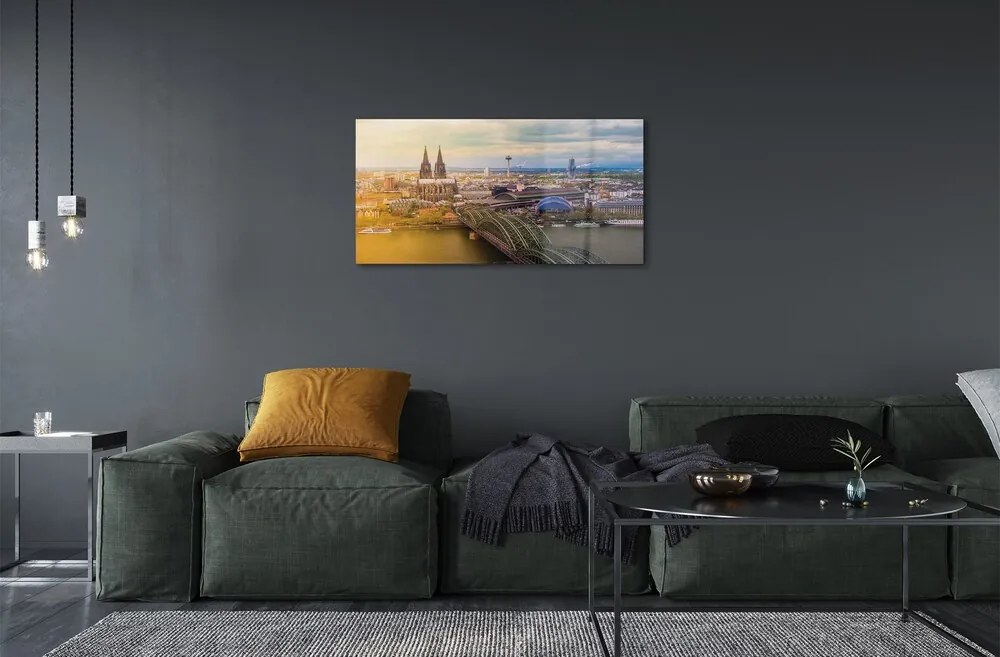 Obraz na skle Německo panorama říční mosty 100x50 cm