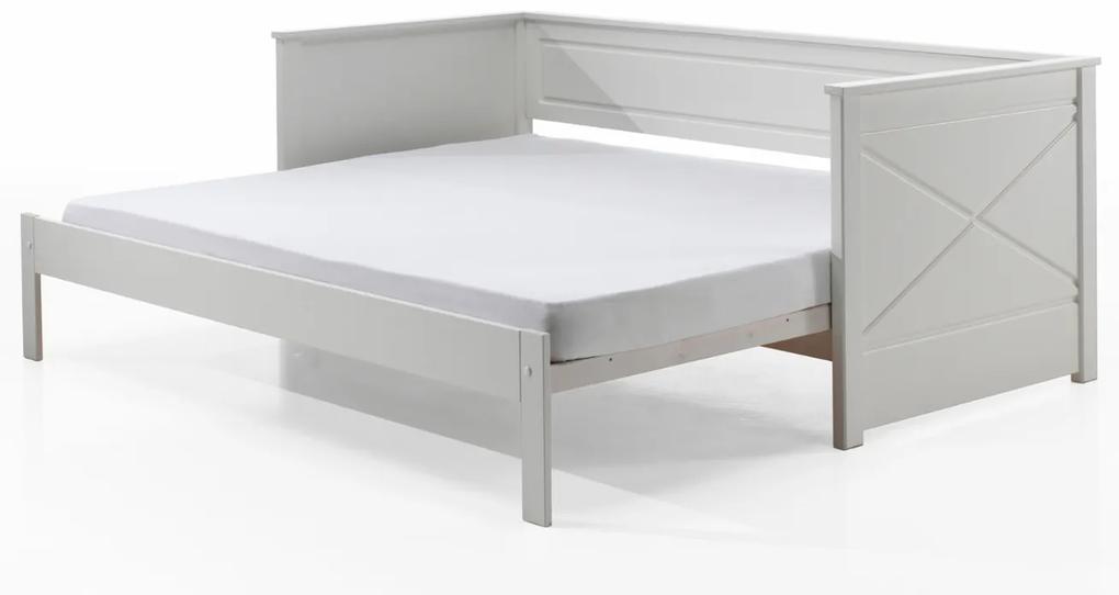 Bílá borovicová rozkládací postel Vipack Pino Scott 90/180 x 200 cm