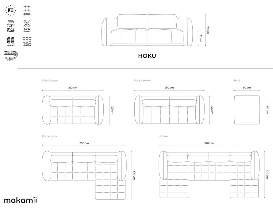 Žlutá rohová pohovka (pravý roh) Hoku – Makamii