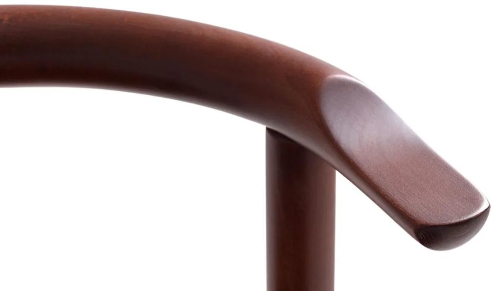 Nordic Design Hnědá dřevěná jídelní židle Kube s šedým látkovým sedákem