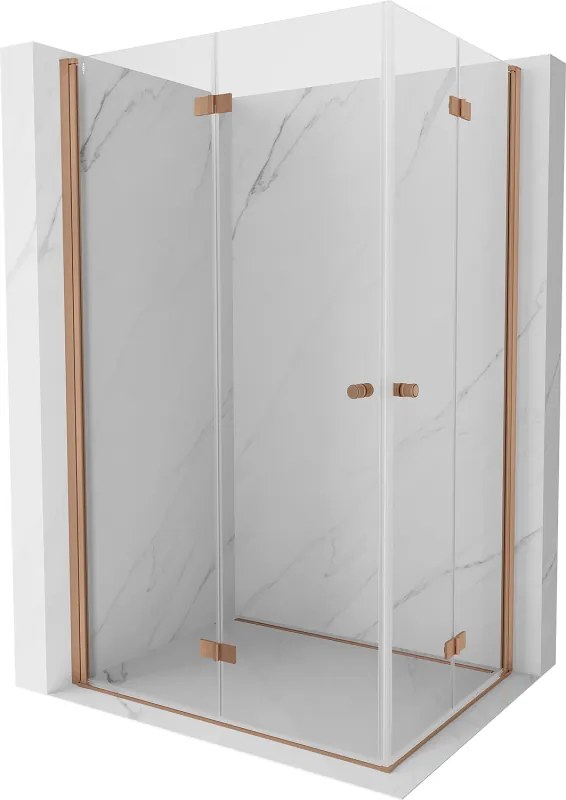 Mexen Mist-F Duo, skládací sprchový kout 85 x 70 cm, průhledný, broušená měď - 8A6-085L-070P-65-00