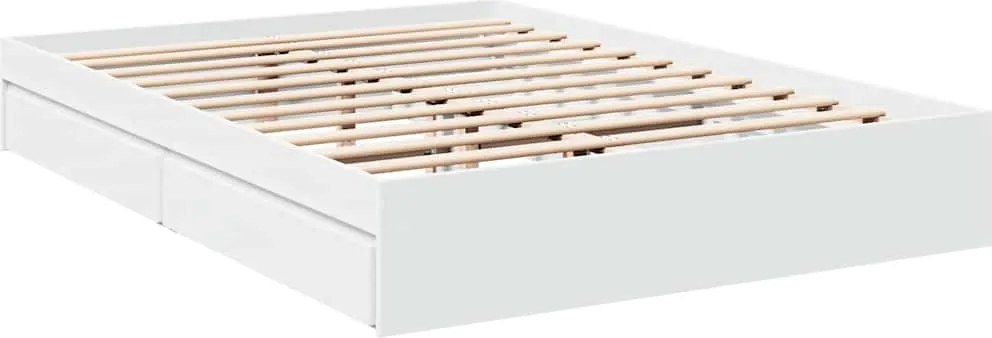 Rám postele se zásuvkami bílý 150 x 200 cm kompozitní dřevo 3280650