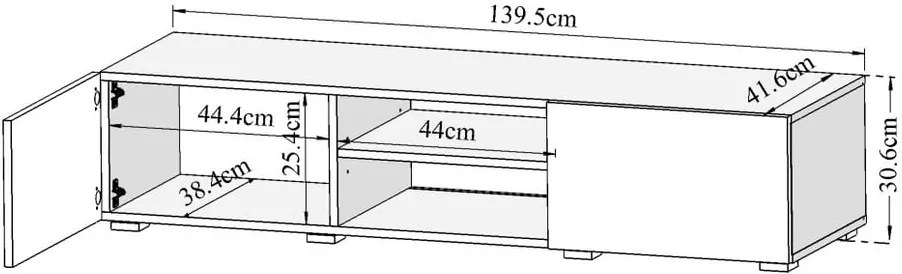 Bílý TV stolek s deskou v dekoru bukového dřeva TemaHome Podium