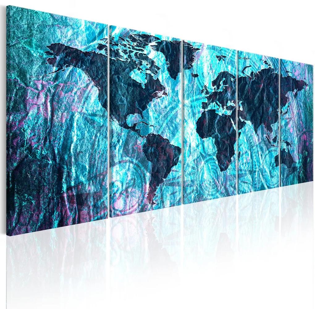Pětidílný obraz - mapa světa (150x60 cm) - Murando DeLuxe