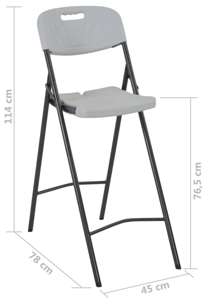 Skládací barové židle 2 ks HDPE a ocel bílé - Default Title