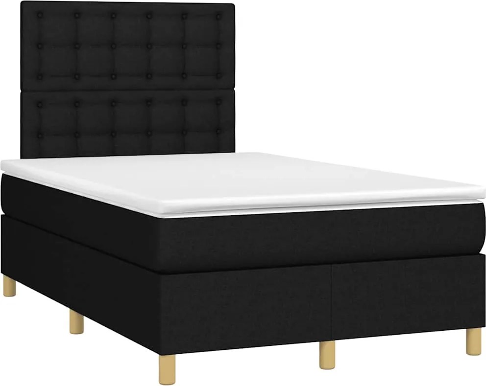 Box spring postel s matrací a LED černá 120x190 cm textil 3270276