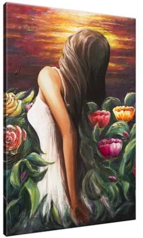 Ručně malovaný obraz Žena mezi květinami 70x100cm RM4773A_1AB