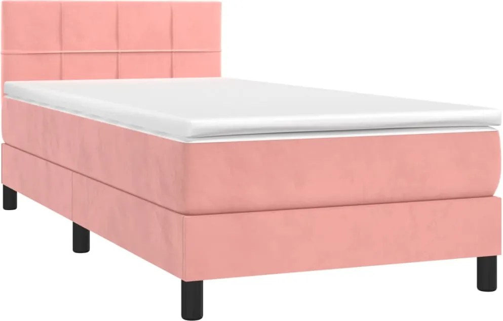 Box spring postel s matrací růžová 80 x 200 cm samet 3141274