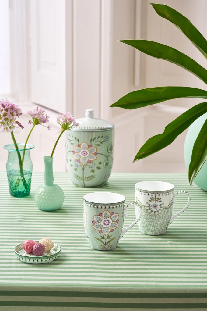 Pip Studio Lily & Lotus sada 2 hrnků 350ml, zelený