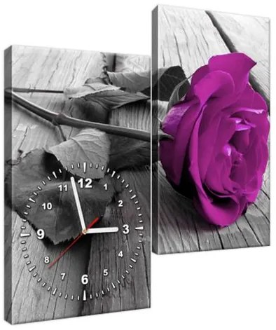 Tištěný obraz s hodinami Fialová růže na molu 60x60cm ZP1803A_2J