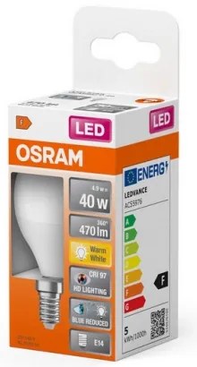 LED žárovka E14 OSRAM 4,9 (40W) teplá bílá (2700K)