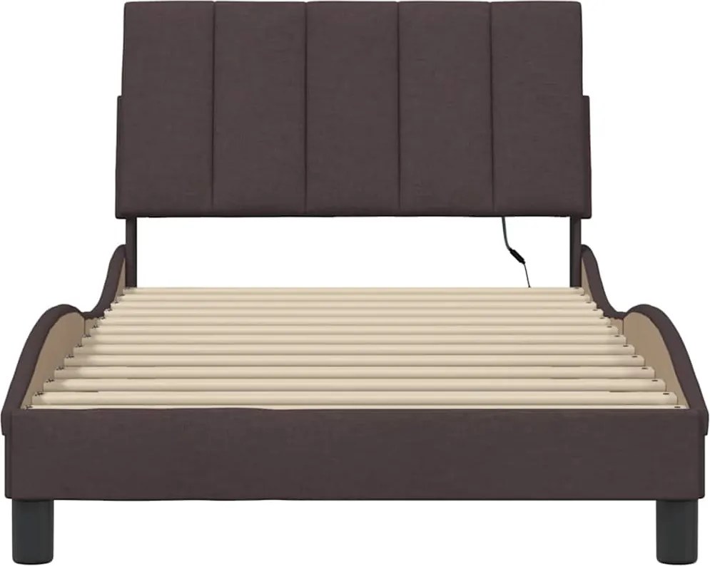 Rám postele bez matrace Hanko tmavě hnědá 100 x 200 cm textil 3310443