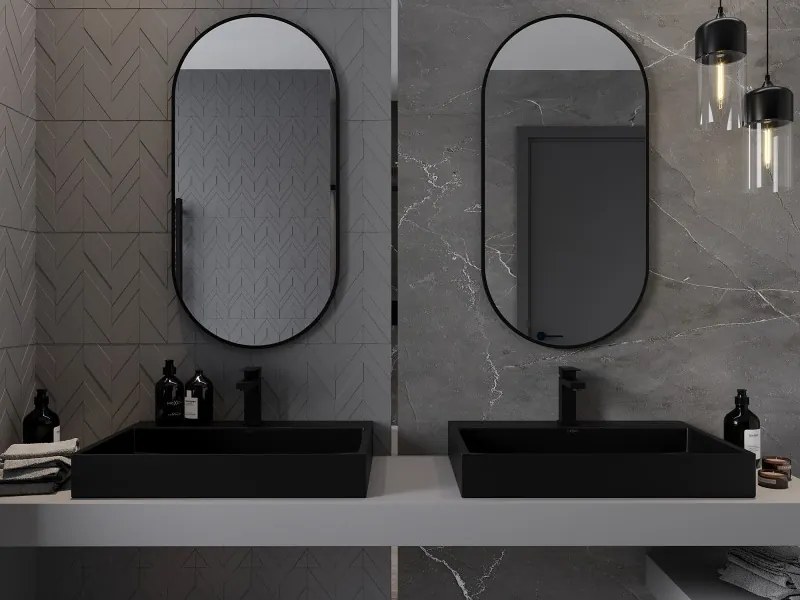 Mexen Loft oválné koupelnové zrcadlo 100 x 50 cm, černý rám - 9851-100-050-000-70