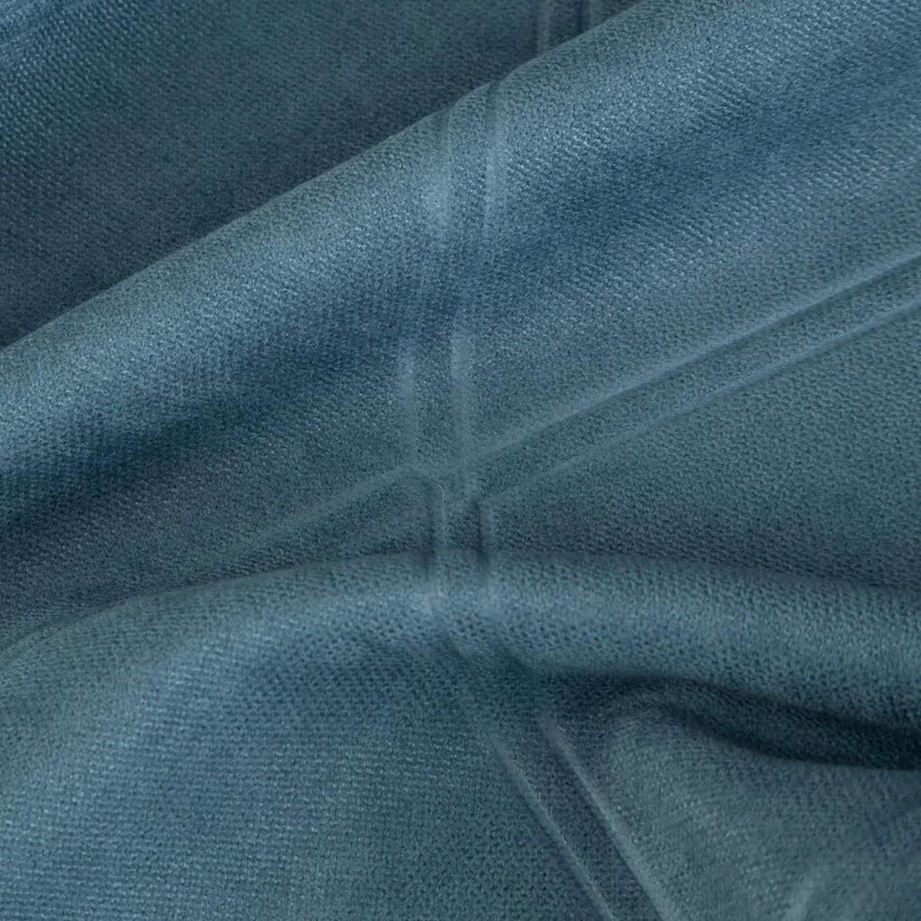 Riflově modrý závěs ADORE1 z měkké látky s geometrickým vzorem
