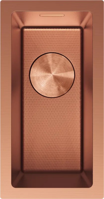 Mexen Trixo, 1-komorový nerezový dřez 230 x 440 mm, broušená měď, vzor voština, 6411221000-65HC