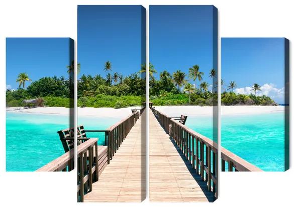 Vícedílný obraz 3D Molo Na Maledivách Nedostatek Nedostatek Přírodní plátno 200x150