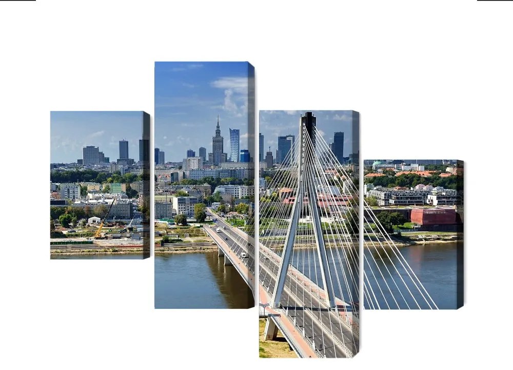 Vícedílný obraz Most S Varšavským Panoramatem V Pozadí Nedostatek Nedostatek Plátno Canvas 120x75