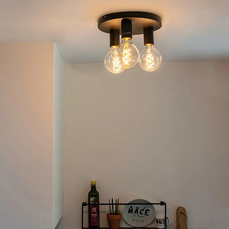 Chytré moderní stropní svítidlo černé vč. 3 WiFi G95 - Facil
