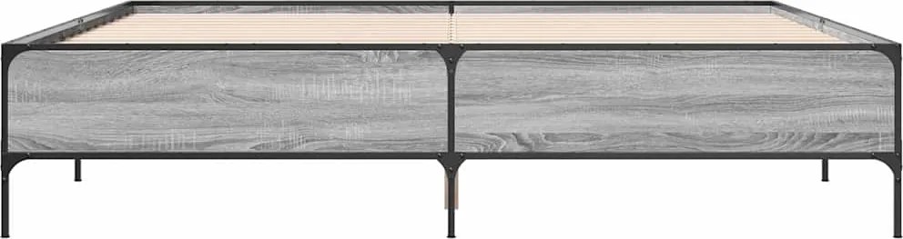 Rám postele šedý sonoma 200 x 200 cm kompozitní dřevo a kov 3279780