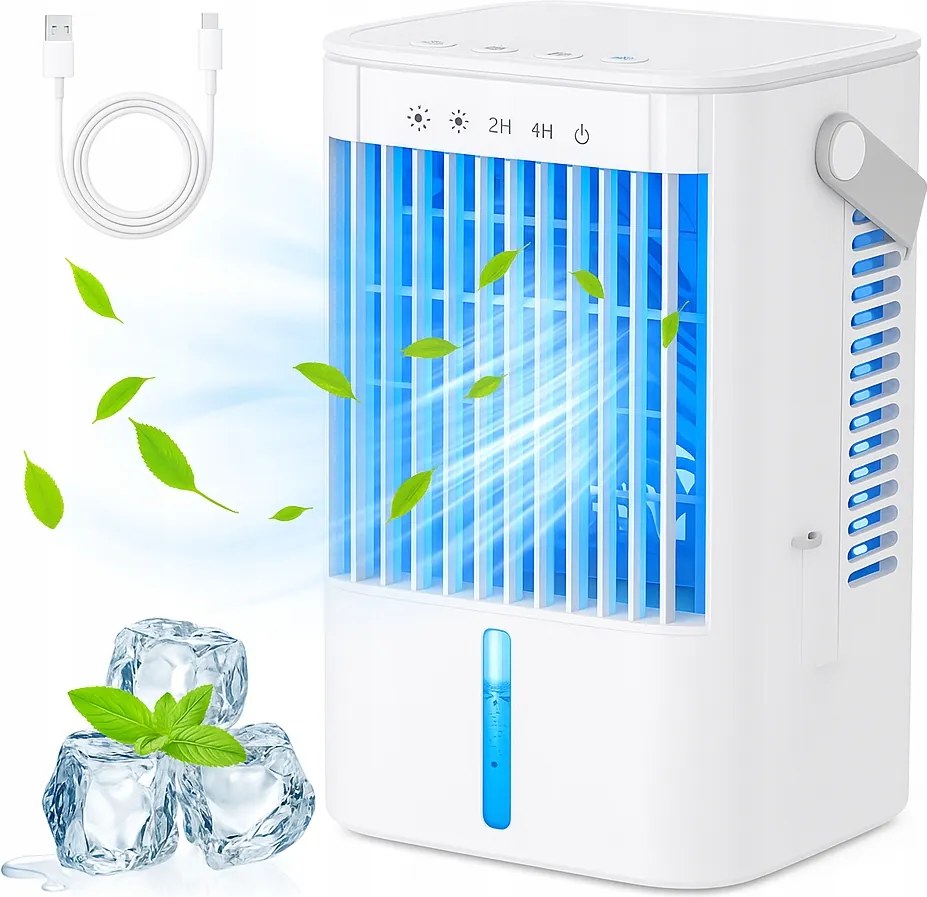 Větráček Mini Klimatizátor Stolní ventilátor Tichý na vodu 1200 Ml Led