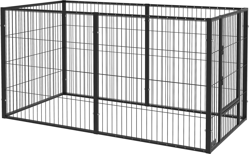 PawHut 6-panelový nastavitelný psí výběh s ocelovým rámem 82,5-150x79x81 cm Černý | Aosom