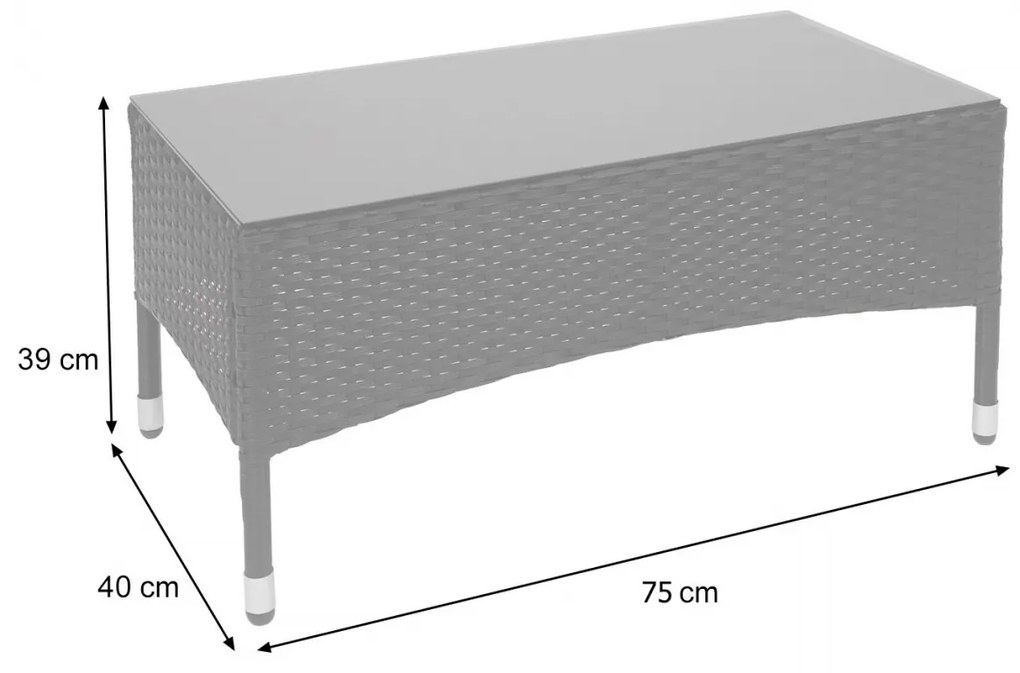 Zahradní Set 2 křesel, pohovky a stolku HWC-F55 - černá, polštáře tmavě šedá