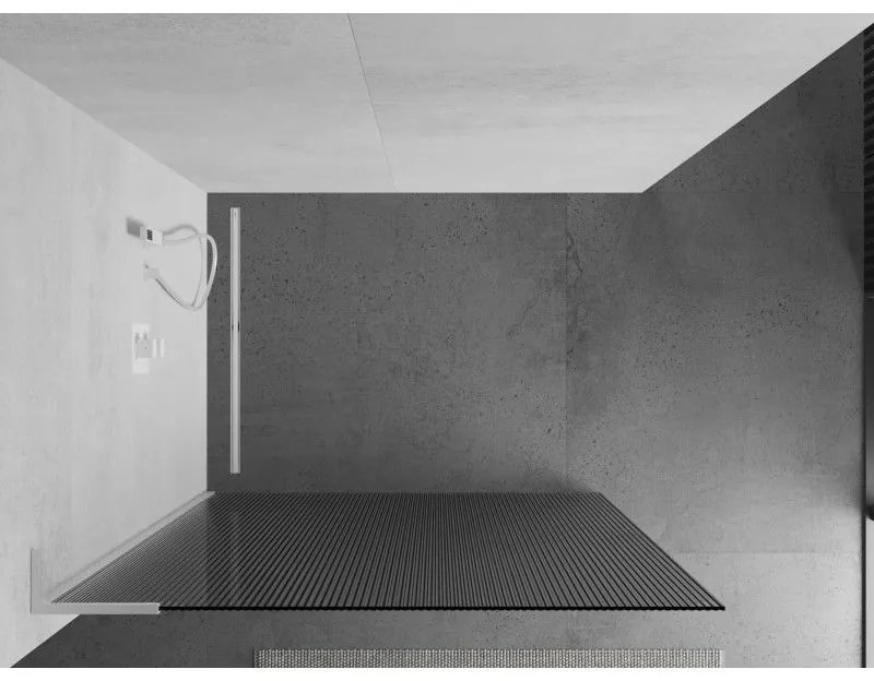 Mexen Kioto L, sprchová zástěna Walk-In 120 x 200 cm, 8mm sklo s žebrovým vzorem, bílý profil, 800-120-103-20-09