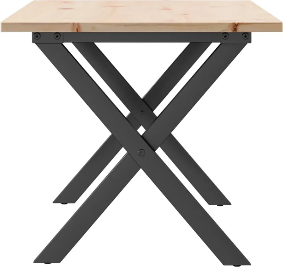 Konferenční stolek s X rámem 90x40x45 cm borové dřevo a ocel 3282686