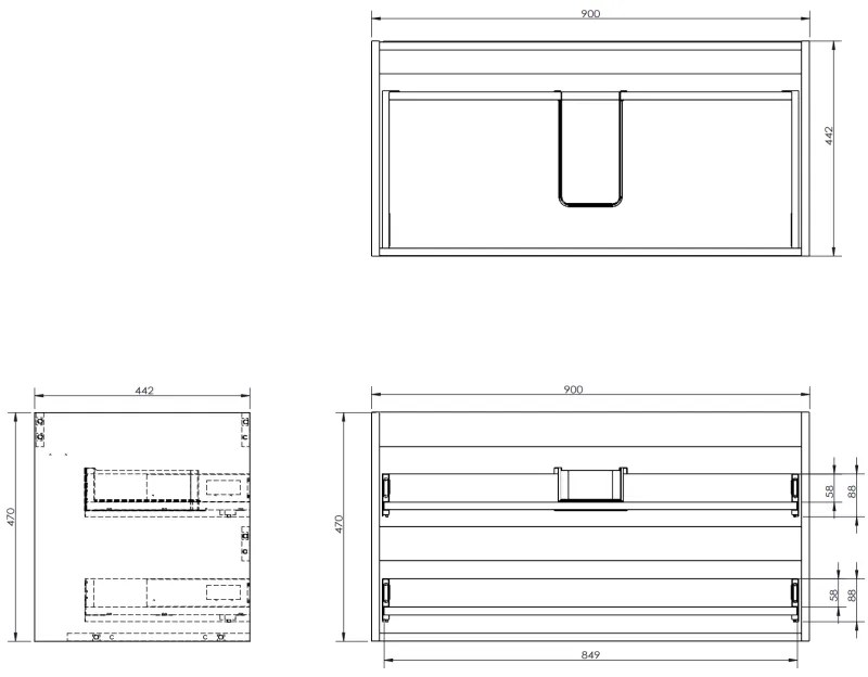 Mexen Orio, koupelnová skříňka 90 cm s horní částí, 2 zásuvky, bílá lesklá, 91A10-09047-2-BFFC00