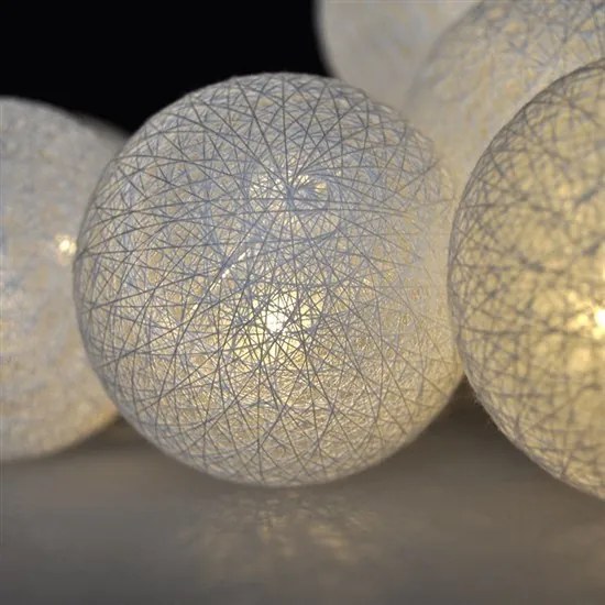 SOLIGHT LED řetěz vánoční koule bavlněné, 10LED, 1m, 2x AA, IP20