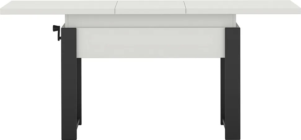 Rozkládací polohovací konferenční stolek HOGO 3v1 | 120-157x62,5-74,5x67 cm | síla horní desky 32 mm | bílá/černé nohy