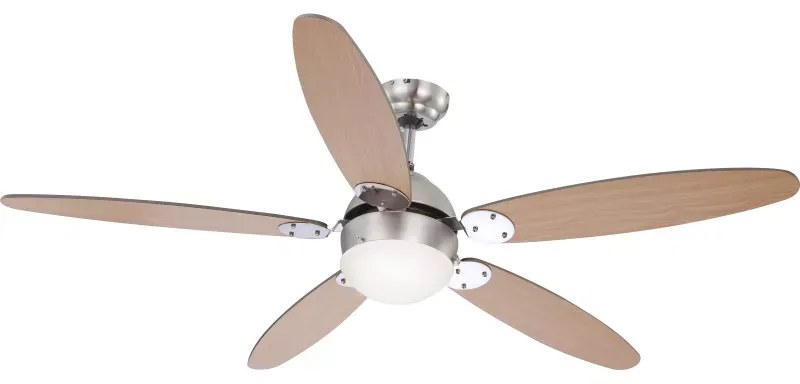 GLOBO 0308 AZURA stropní ventilátor s osvětlením na pětici E14 1320 mm s tahovým vypínačem nikl Ventilátory