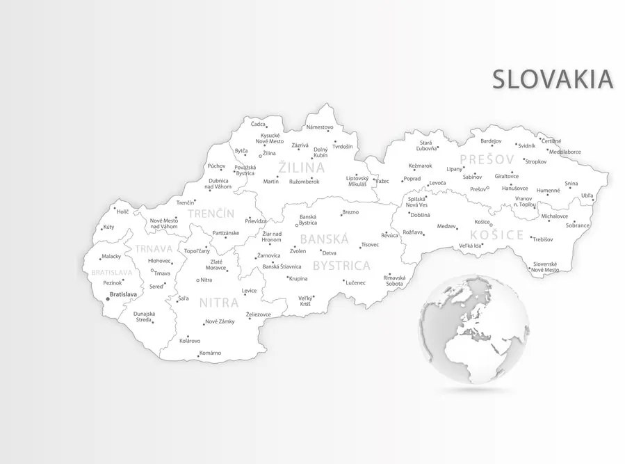 Tapeta čiernobiela mapa Slovenskej republiky