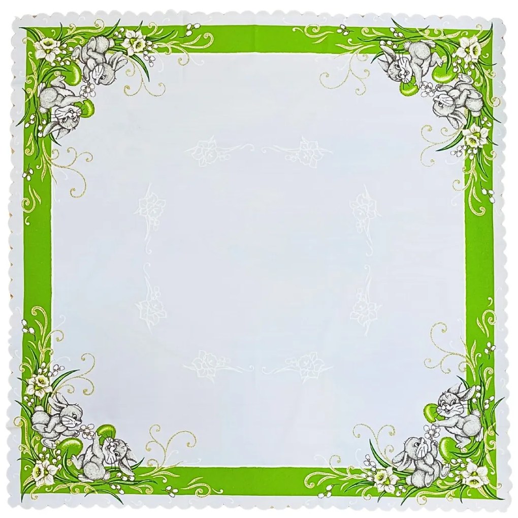 Velikonoční ubrus Zajíčci zelený 90x90cm TiaHome