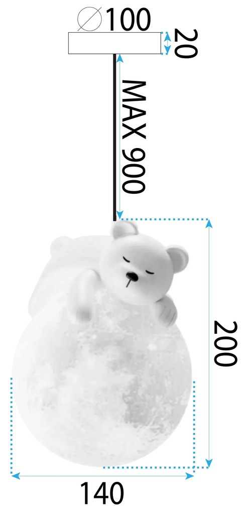 Toolight Závěsné osvětlení dětského pokoje WHITE BEAR APP1597-1CP