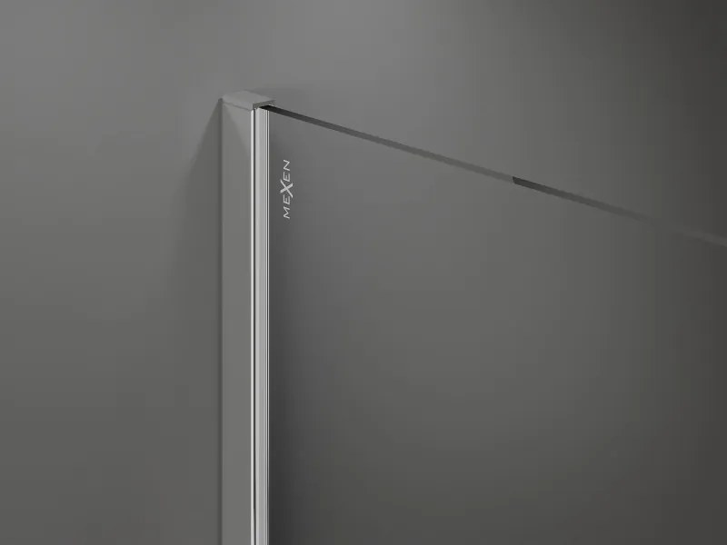 Mexen Kioto-R zaoblená sprchová stěna Walk-in 120 x 200 cm, čiré sklo 8 mm, chrom - 800-120-101-01-06