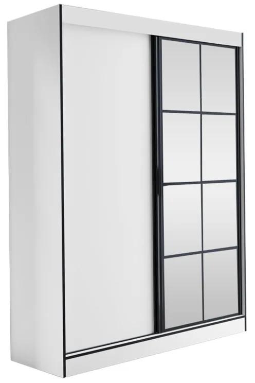 Šatní skříň s posuvnými dveřmi Birelto II 150 2D, Barva: dub artisan / dub artisan + černá