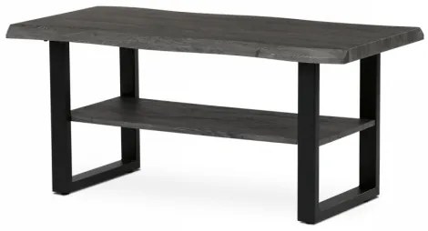 Konferenční stolek 120x60 dekor šedý dub police kovové nohy černý lak CT-F4212 GREY