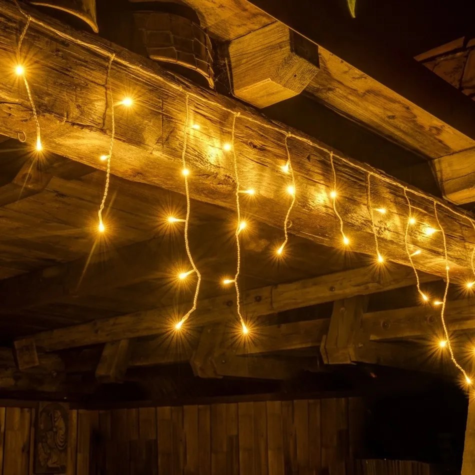 Hobby Line interiér LED rampouchy, světelné, 200 × 50 cm, teple bílá, 40 diod, čirý kabel, IP20, prodlužovací