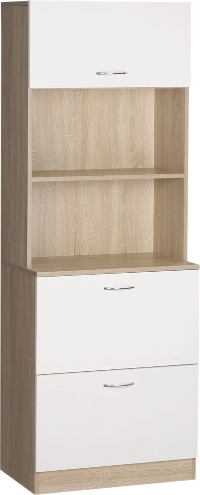 HOMCOM Kuchyňská Buffet Skříň s Více Úložným Prostorem 2 Zásuvky 1 Skříň + Velký Stůl 60 x 38 x 168 cm Bílá MDF | Aosom