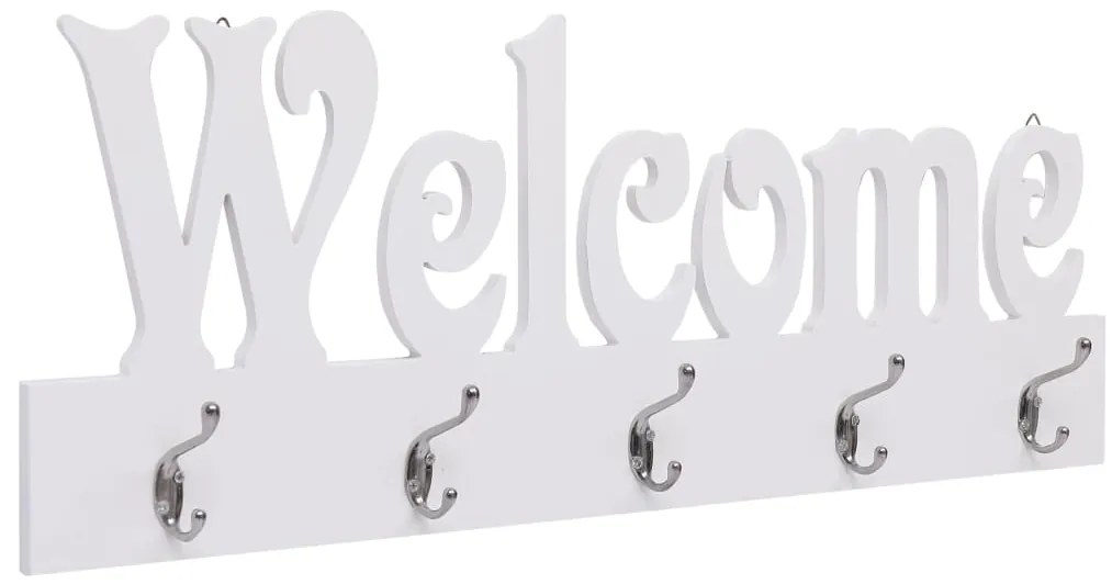 Nástěnný věšák WELCOME bílý 74 x 29,5 cm 284247