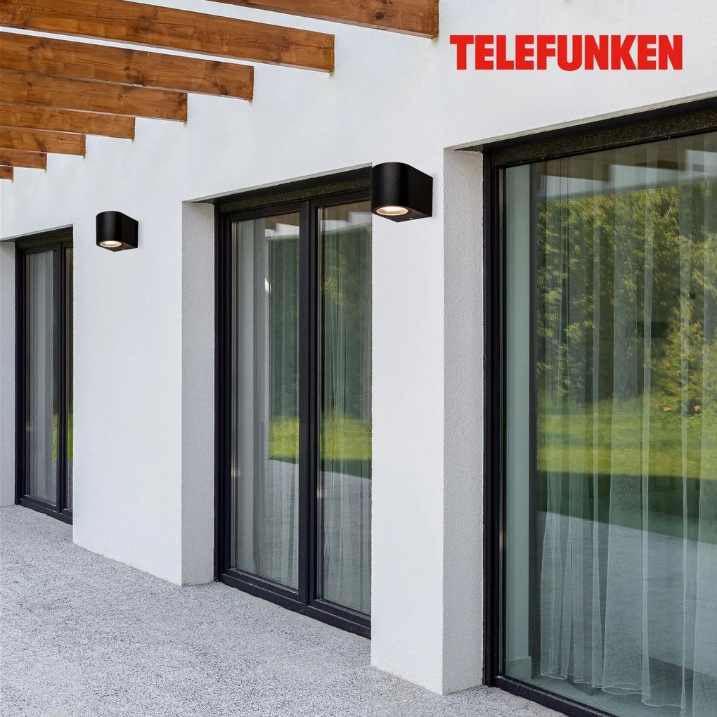 TF 322905TF TELEFUNKEN venkovní nástěnné svítidlo, ochrana proti stříkající vodě, bez vypínače, černá - BRILONER