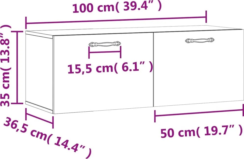 vidaXL Nástěnná skříňka 100 x 36,5 x 35 cm kompozitní dřevo [830124] Barva: kouřový dub