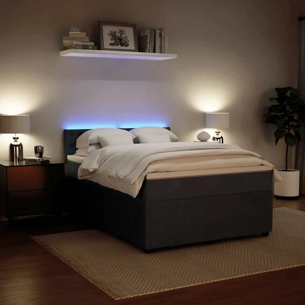 Box spring postel s matrací tmavě šedý 140 x 190 cm samet 3290047
