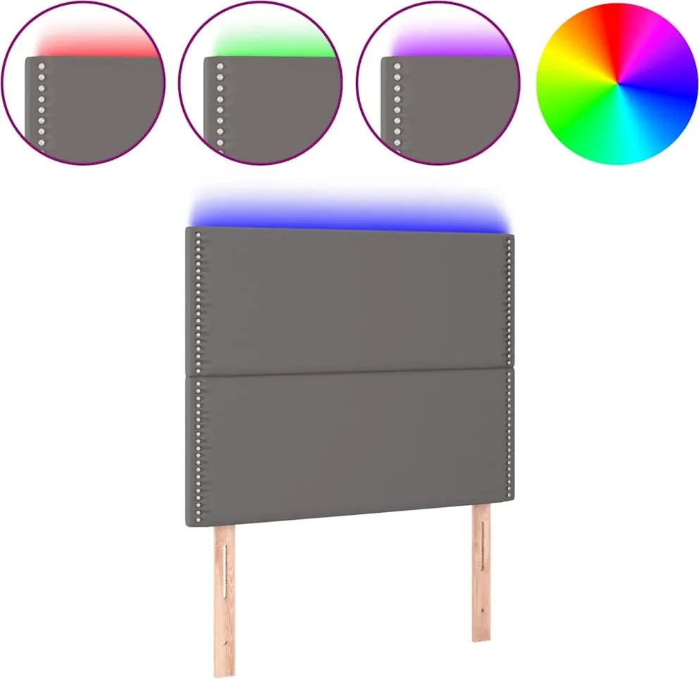 Čelo postele s LED šedé 100x5x118/128 cm umělá kůže 3122372