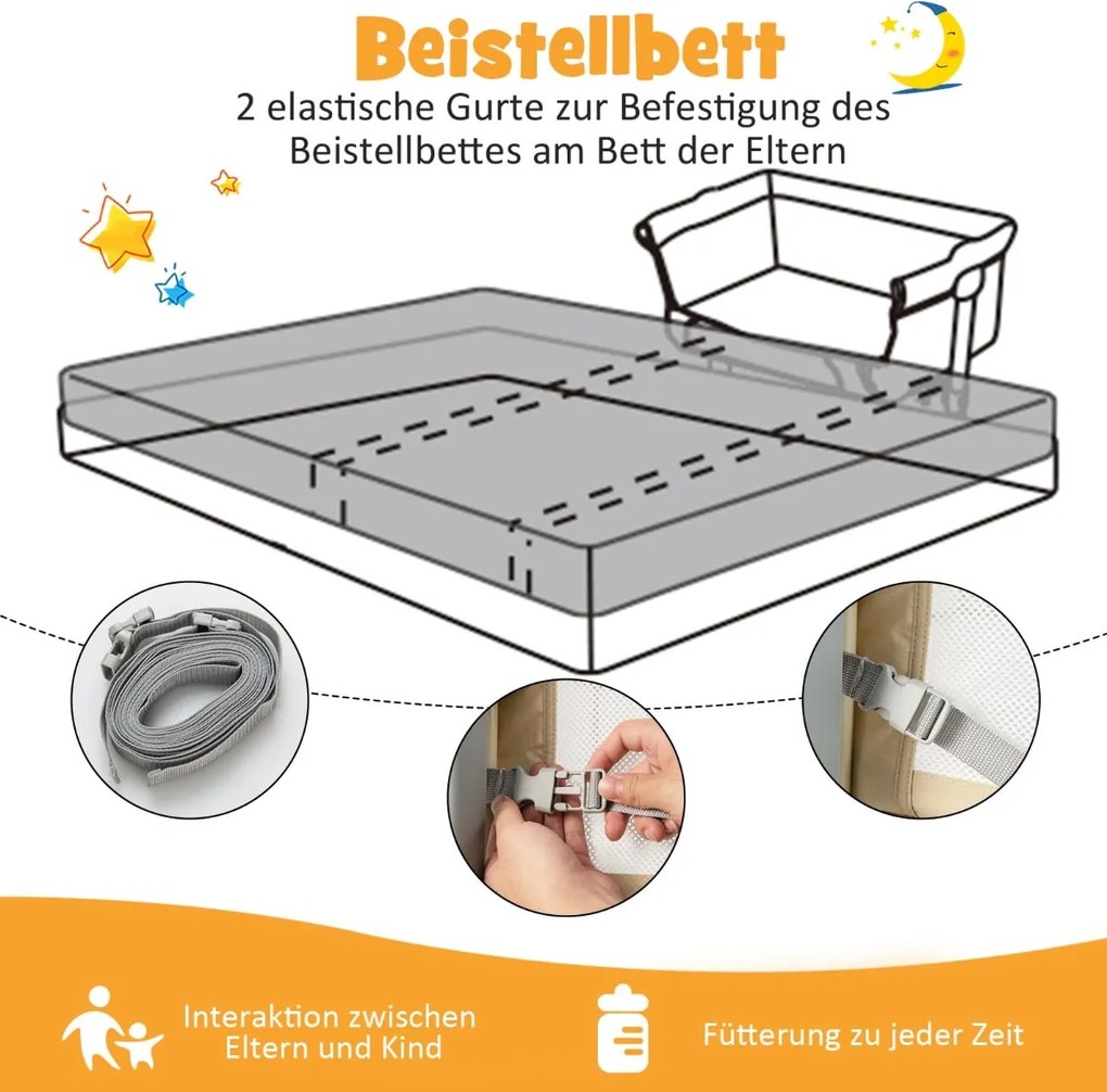 Costway 4 v 1 Mobilní dětská postýlka s moskytiérou a matrací a 6 nastavitelná